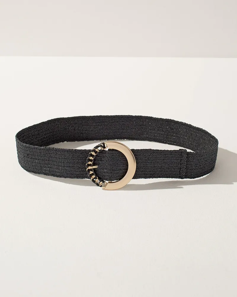 Chico's Black Stretch Raffia Belt | Hamilton Place
