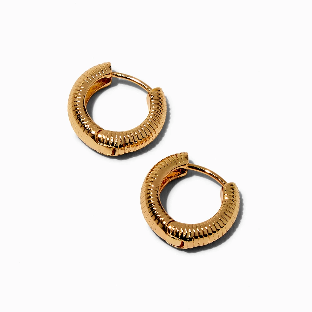 Claire's Gold-tone 10MM Ridged Clicker Hoop Earrings | Hamilton Place