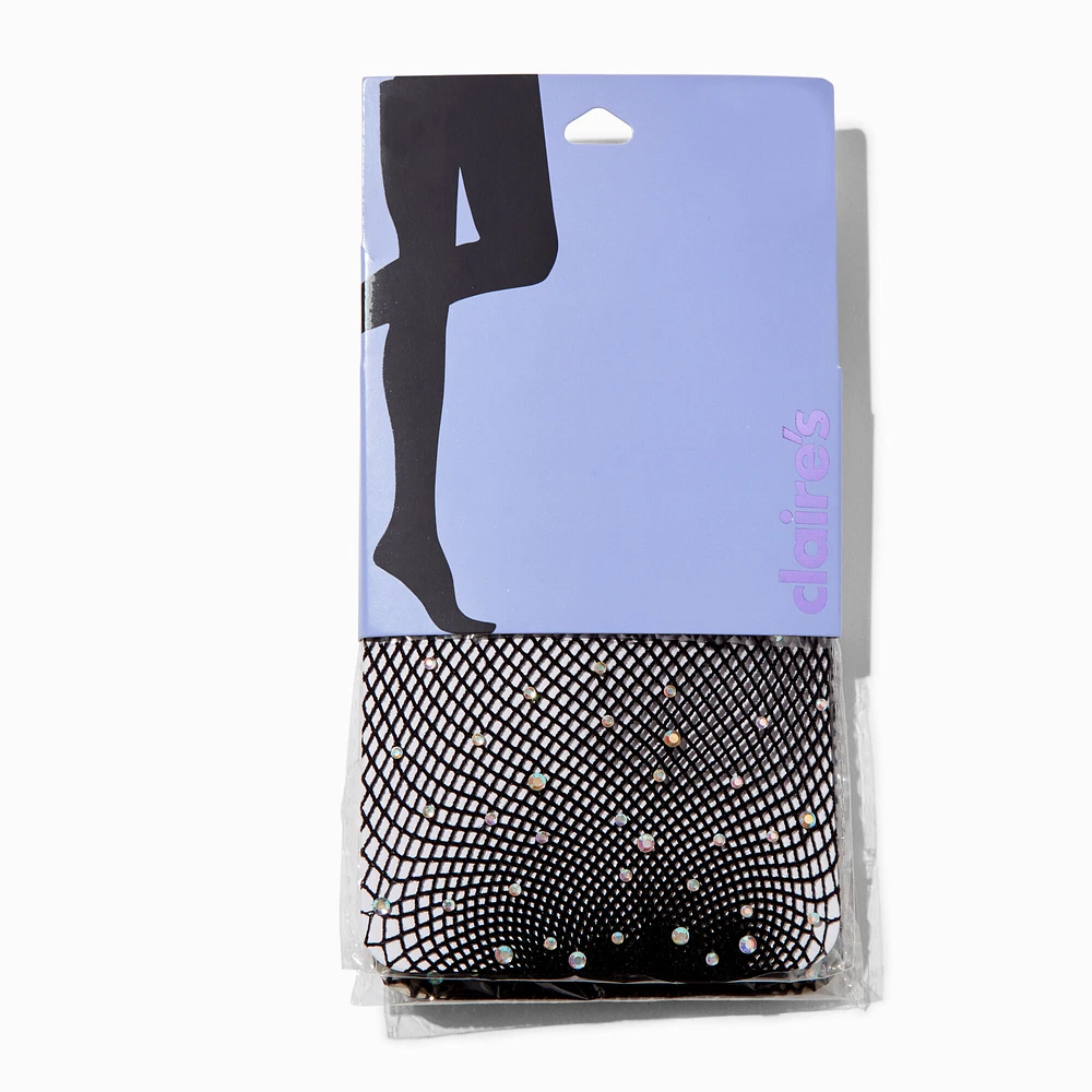 Claire's Rhinestone Studded Black Fishnet Tights | Hamilton Place