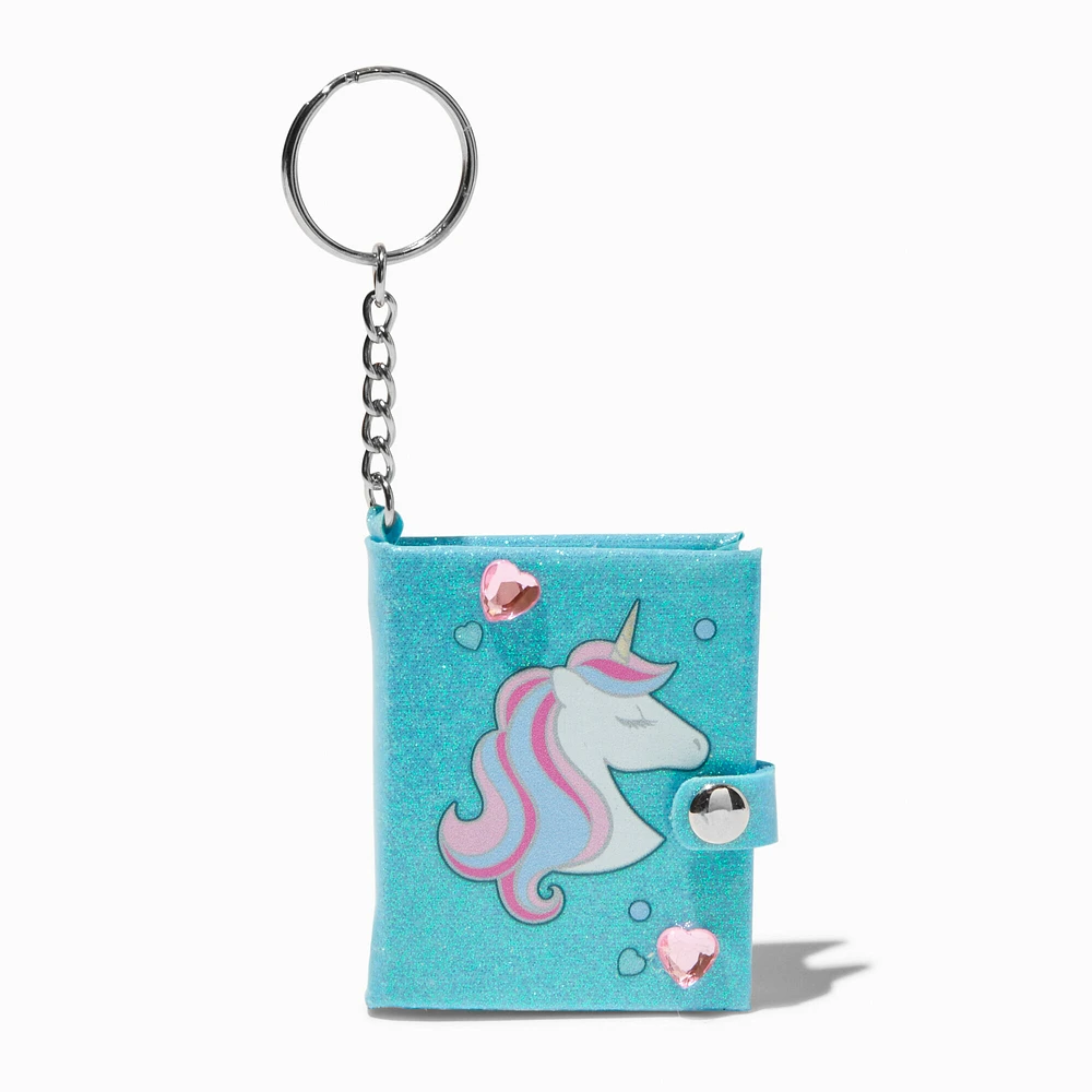 Claire's Unicorn Heart Gem Mini Diary Keychain | Hamilton Place