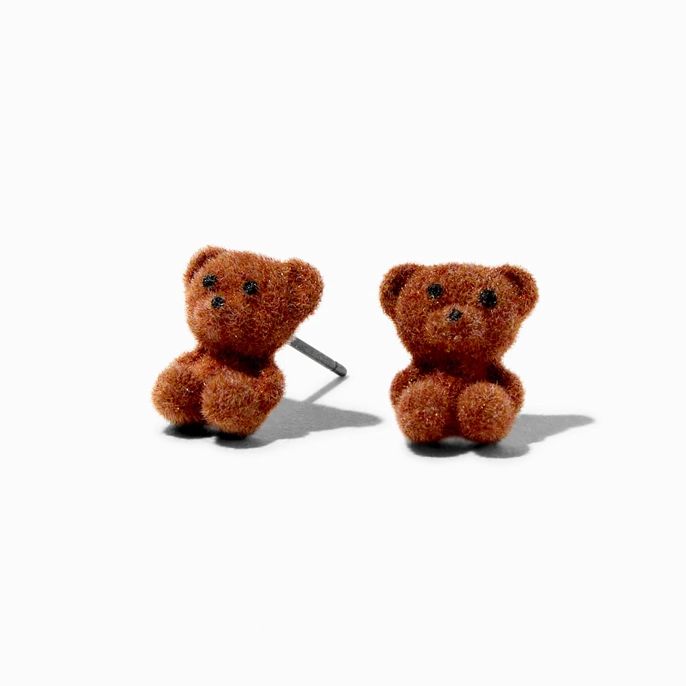 Claire's Fuzzy Bear Stud Earrings | Hamilton Place