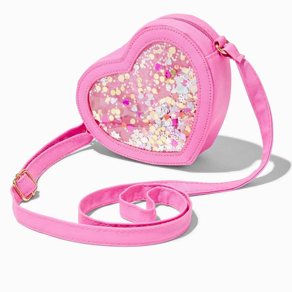 Claire's Club Shaker Transparent Heart Pink Crossbody Bag | Liberty Center