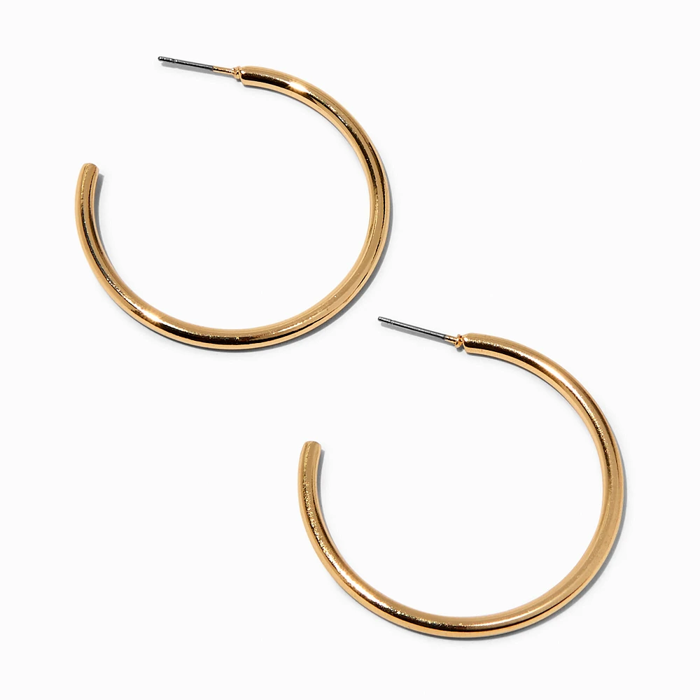 Claire's Gold-tone 40MM Post Back Hoop Earrings | Hamilton Place