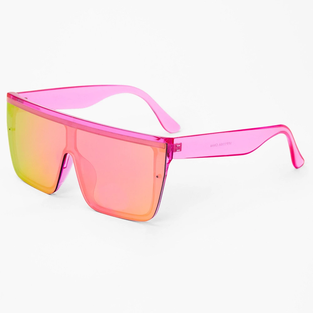 Claire's Neon Pink Shield Sunglasses | Hamilton Place