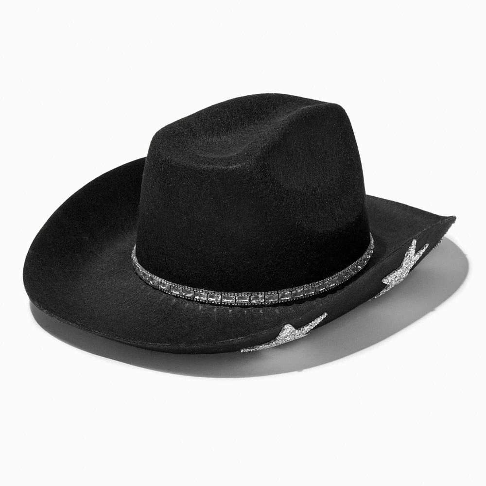 Claire's Silver Stars Black Cowboy Hat | Hamilton Place