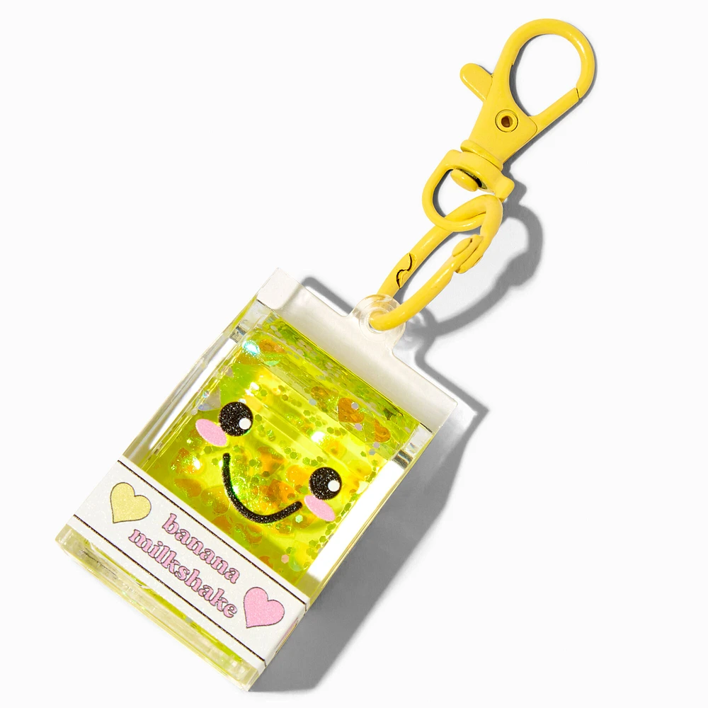 Claire's Banana Milkshake Carton Water-Filled Glitter Keychain ...