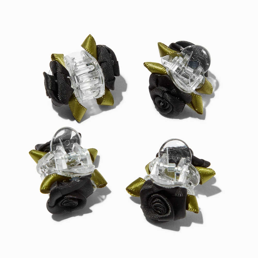 Claire's Black Satin Rose Hair Claws - 4 Pack | Hamilton Place