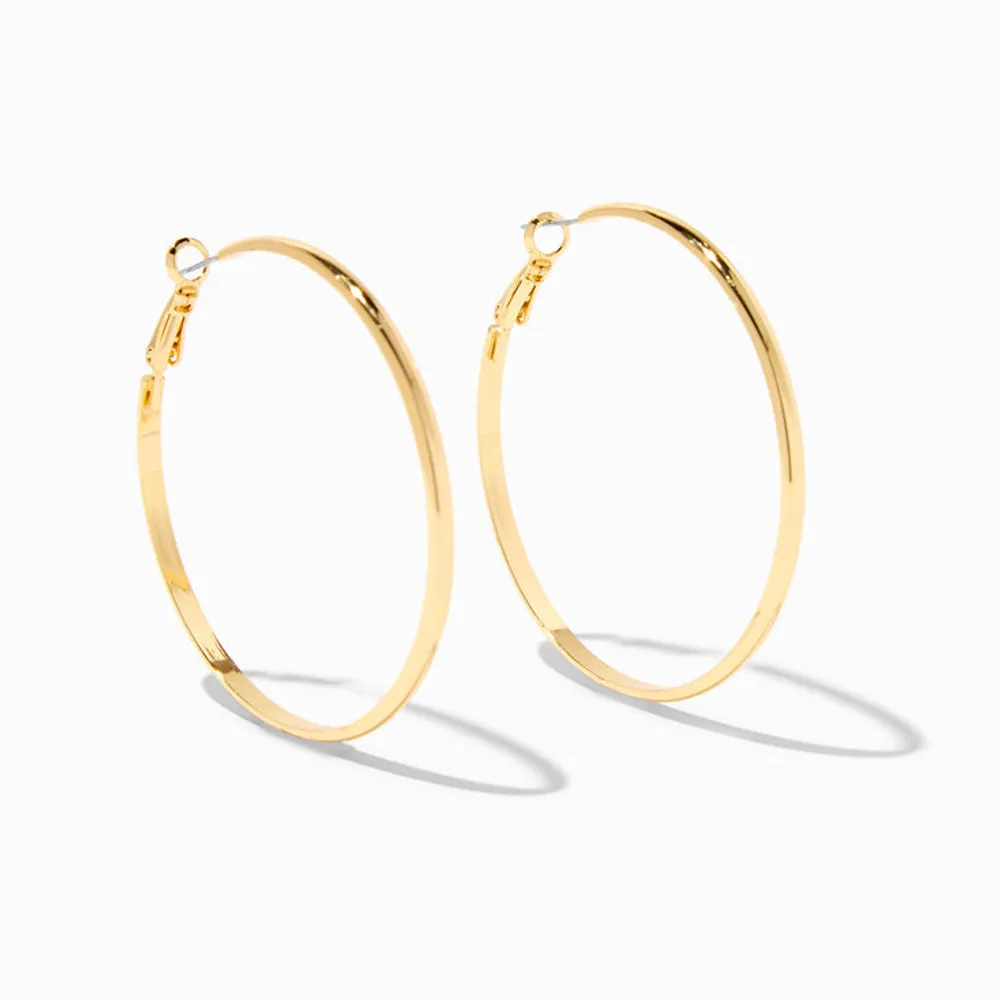 Claire's C LUXE by Claire's 18k Yellow Gold Plated 70MM Hoop Earrings | Hamilton Place