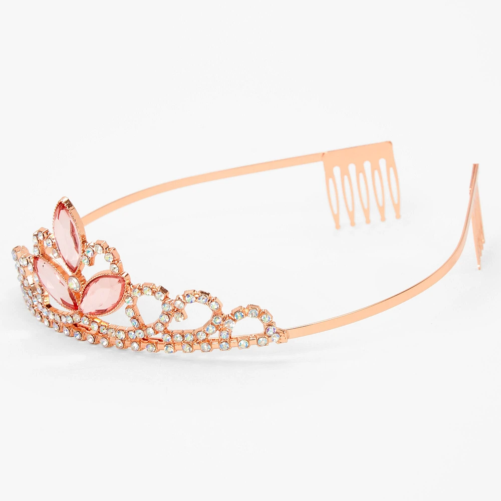 Claire's Club Rose Gold Tri Gem Tiara | Hamilton Place