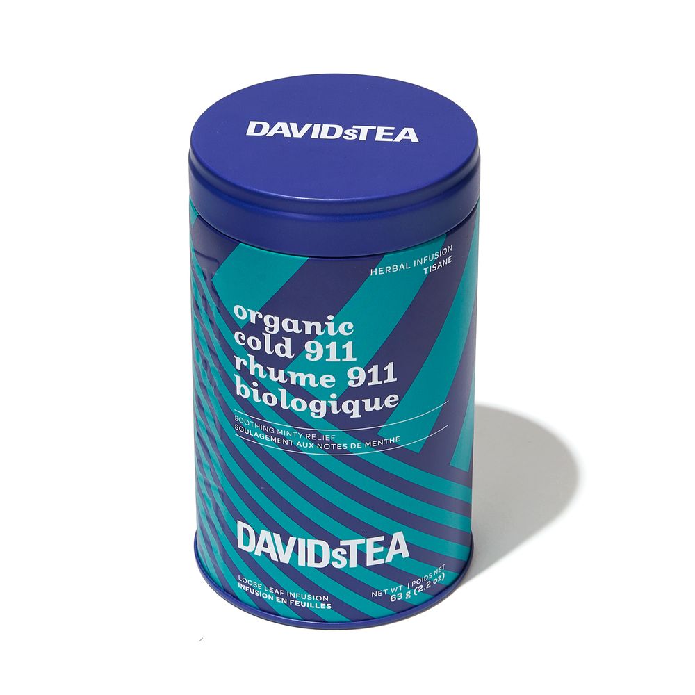 DAVIDsTEA Thé Tisane Boîte à motif de thé Rhume 911 biologique | Galeries de la Capitale
