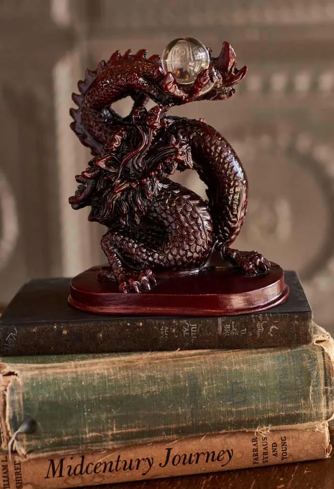 Earth Bound Trading Red Resin Dragon with Sphere | Hamilton Place