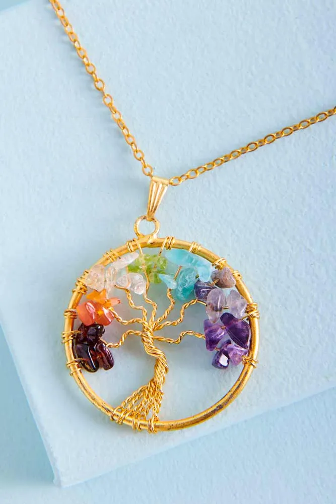 Earthbound Trading Genuine Stones Gold Tree Necklace | Hamilton Place