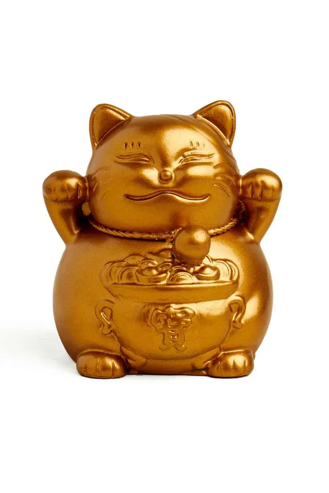 Earthbound Trading Gold Resin Lucky Cat | Hamilton Place