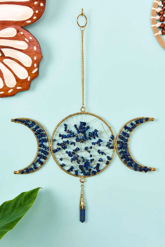 Earthbound Trading Stone-Filled Triple Moon Phase Wall Hanging ...