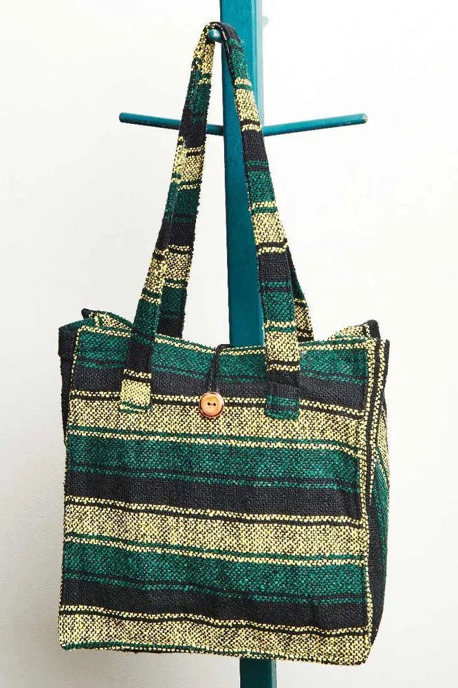 Earthbound Trading Yellow Striped Baja Tote Bag | Hamilton Place