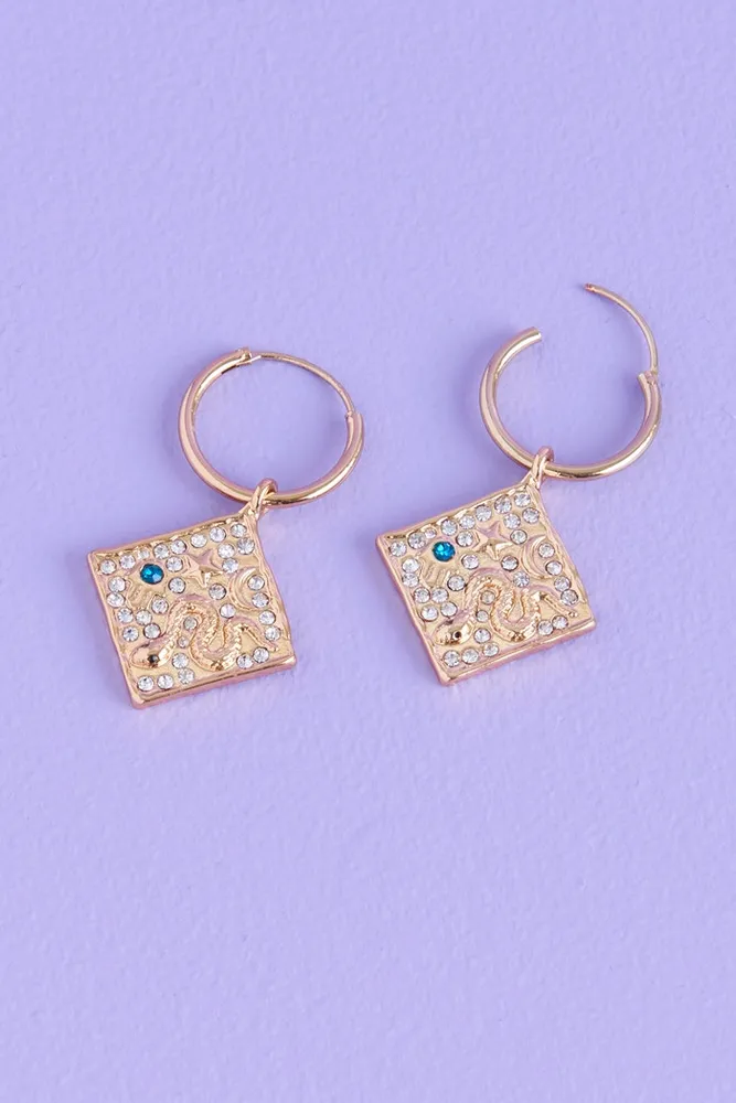 Earthbound Trading Diamond Snake Hoop Earrings | Hamilton Place
