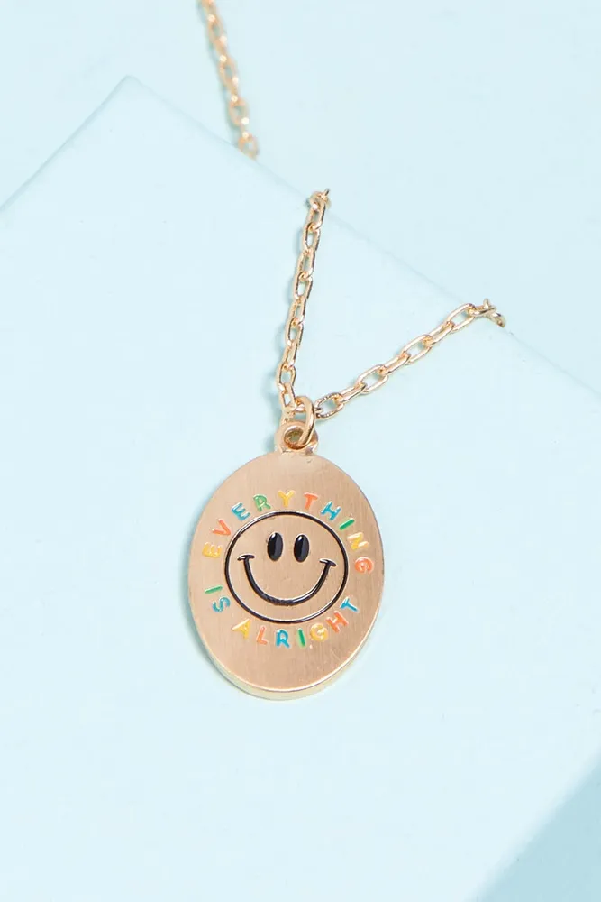 Earthbound Trading Everything Is Alright Smiley Face Necklace ...