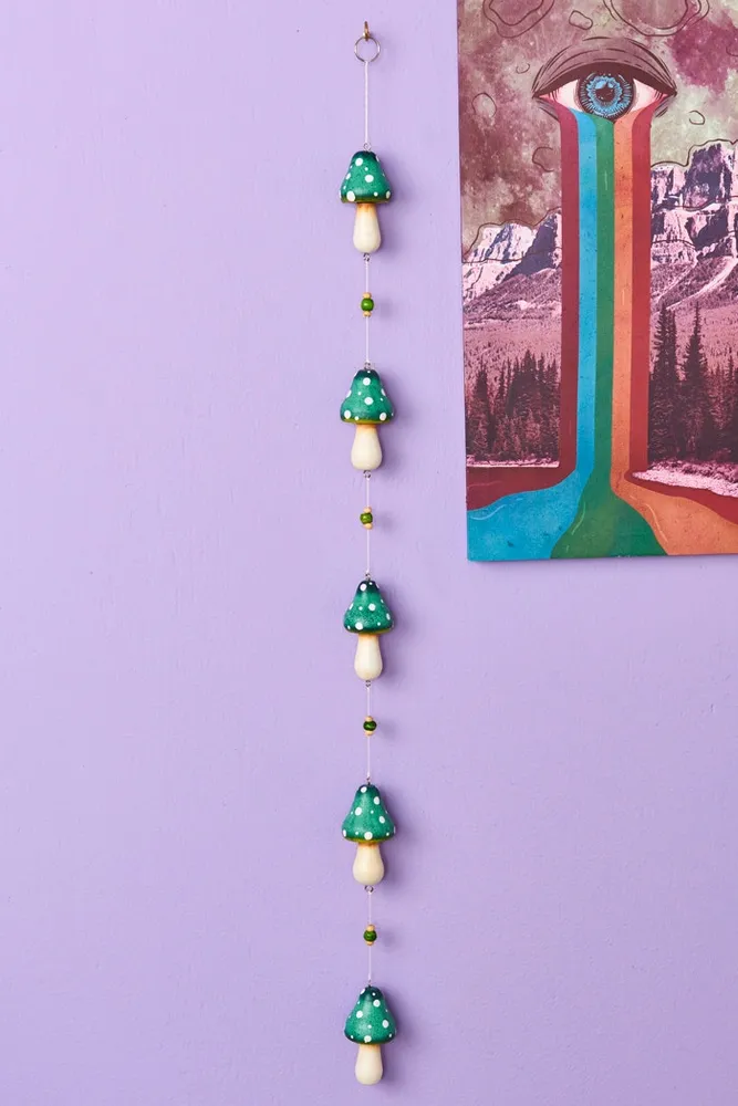 Earthbound Trading Green Wooden Mushroom Mobile | Hamilton Place