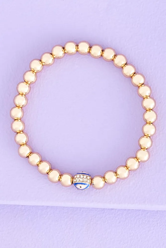 Earthbound Trading Evil Eye Metal Beaded Bracelet | Hamilton Place