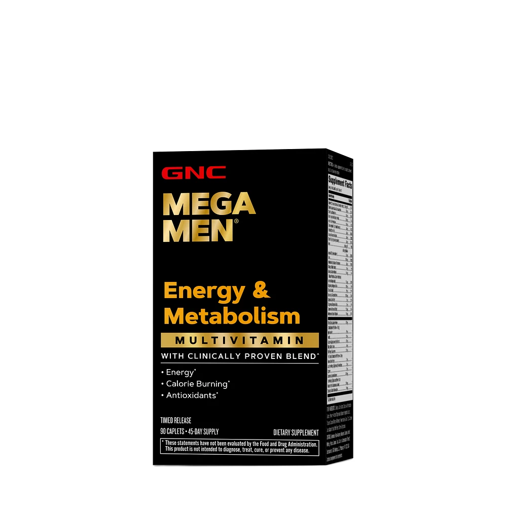 GNC Mega Men Energy & Metabolism Multivitamin Healthy - 90 Caplets (45 ...