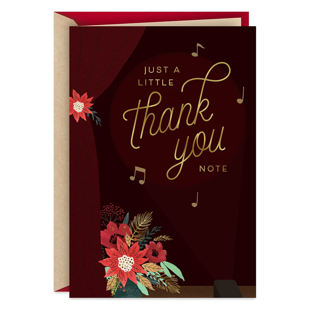 Hallmark Stage With Flowers and Music Notes Holiday Thank-You Card for ...