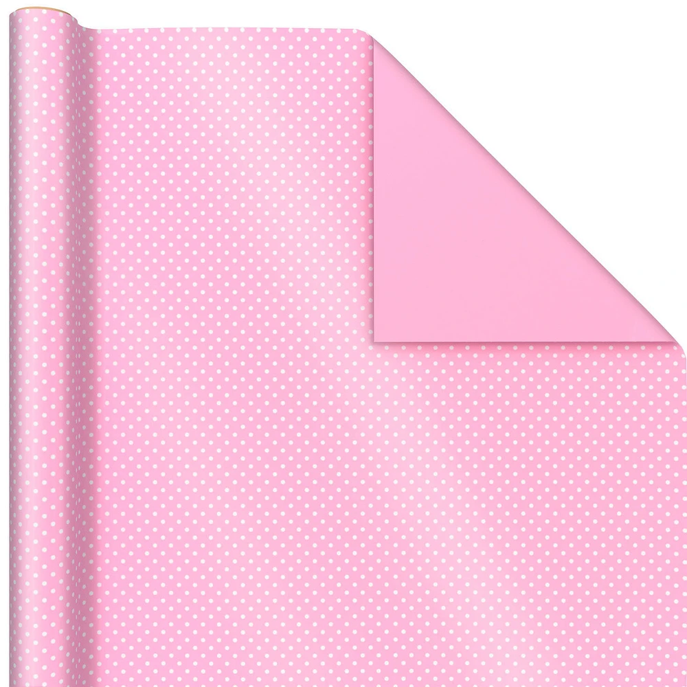Hallmark Pink/Mini Dots Reversible Wrapping Paper Roll, 20 sq. ft. for ...