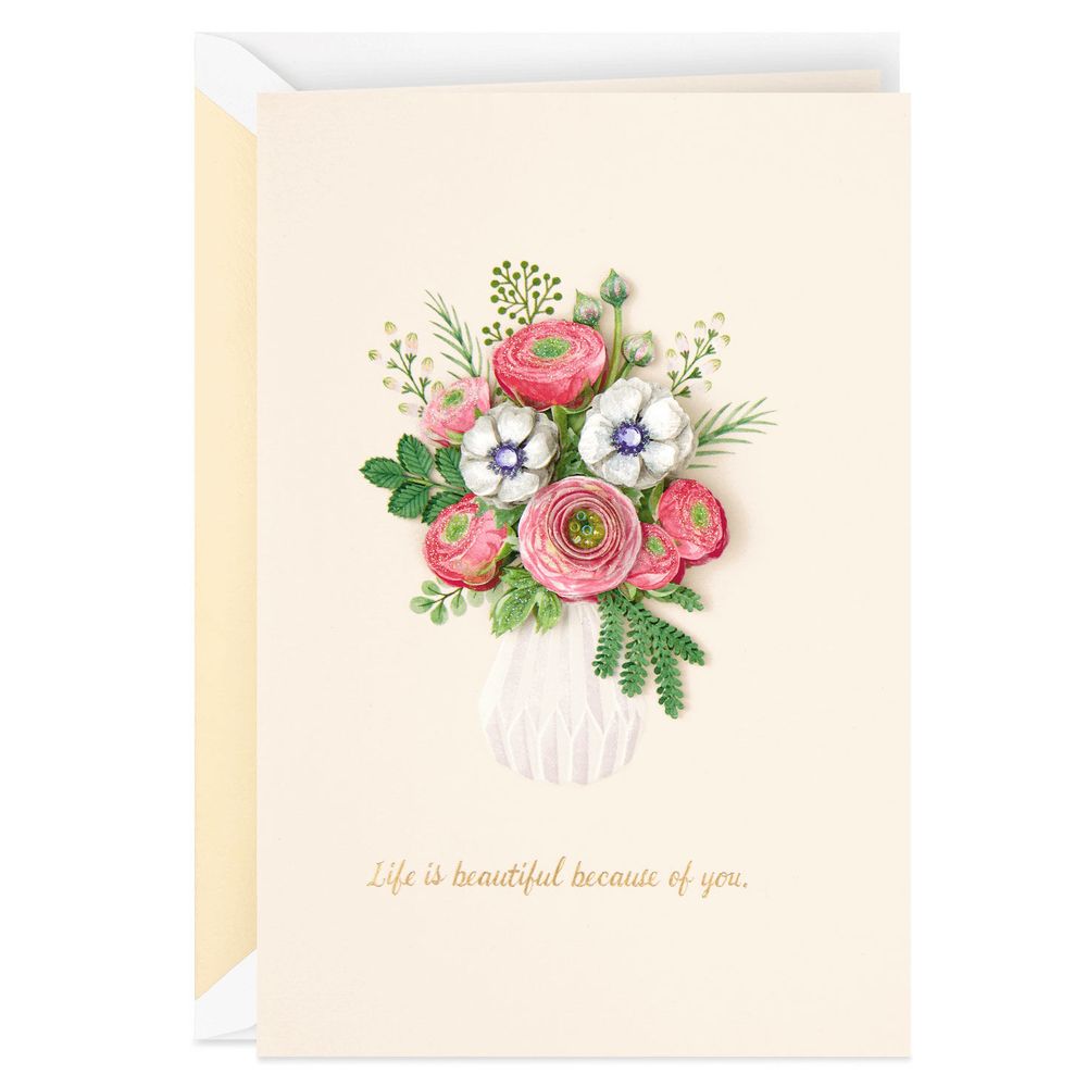 Beautiful Bouquet Of Flowers With Card
