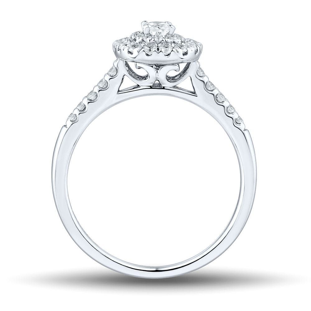 Helzberg 1/ ct. tw. Diamond Double Halo Engagement Ring 14K White Gold ...