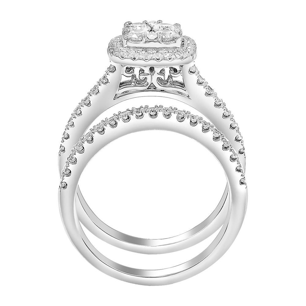 Helzberg 1 ct. tw. Multi-Diamond Halo Engagement Ring Set 14K White ...