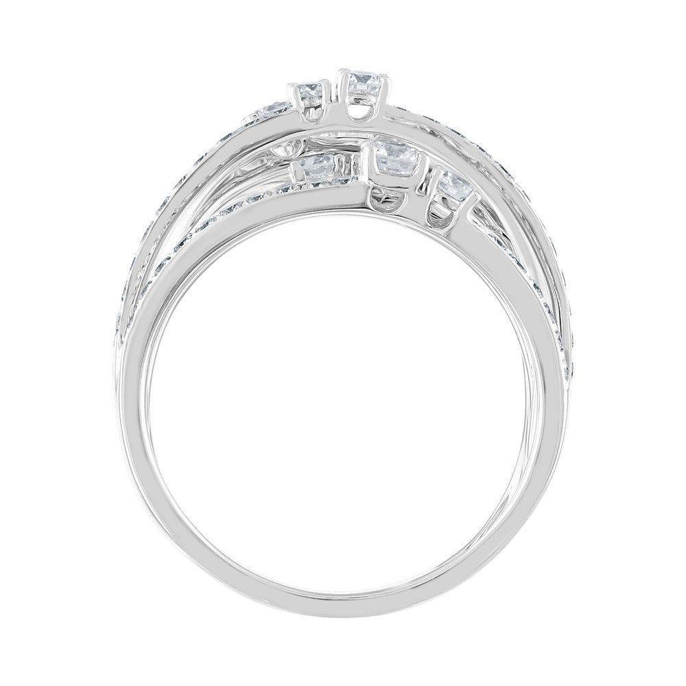 Helzberg 1 5/8 ct. tw. Diamond Multi-Row Ring 14K White Gold | Mall of ...