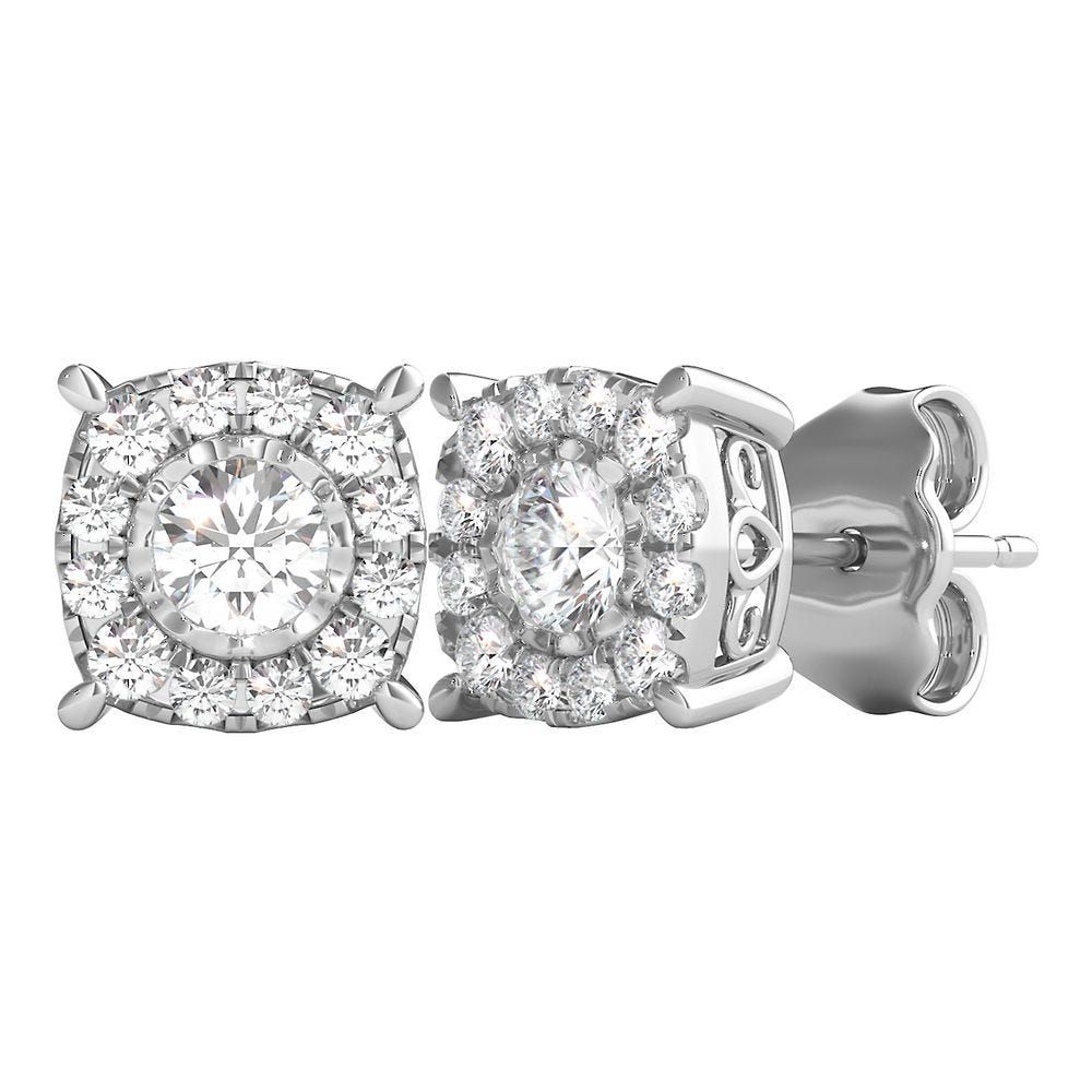 Helzberg 1/ ct. tw. Diamond Illusion Halo Stud Earrings in 10K Gold | Mall of America®