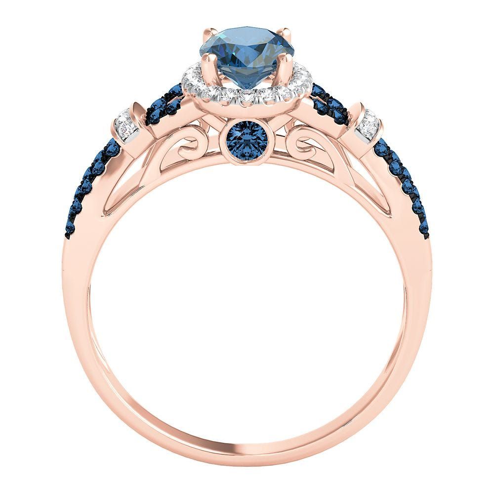 Helzberg Blue Topaz & 1/5 ct. tw. White Diamond Ring 10K Rose Gold ...