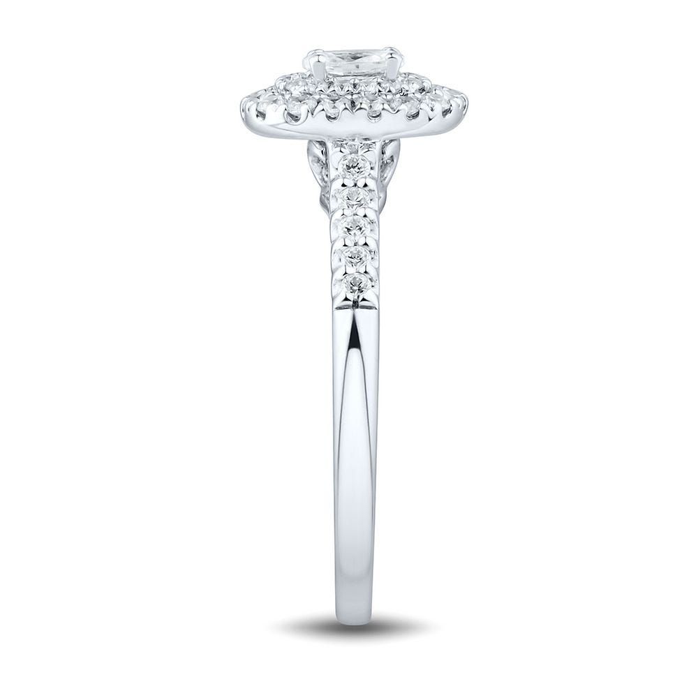 Helzberg 1/ ct. tw. Diamond Double Halo Engagement Ring 14K White Gold ...