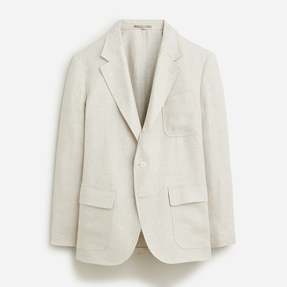 J.Crew Big-fit unstructured suit jacket linen twill glen plaid ...
