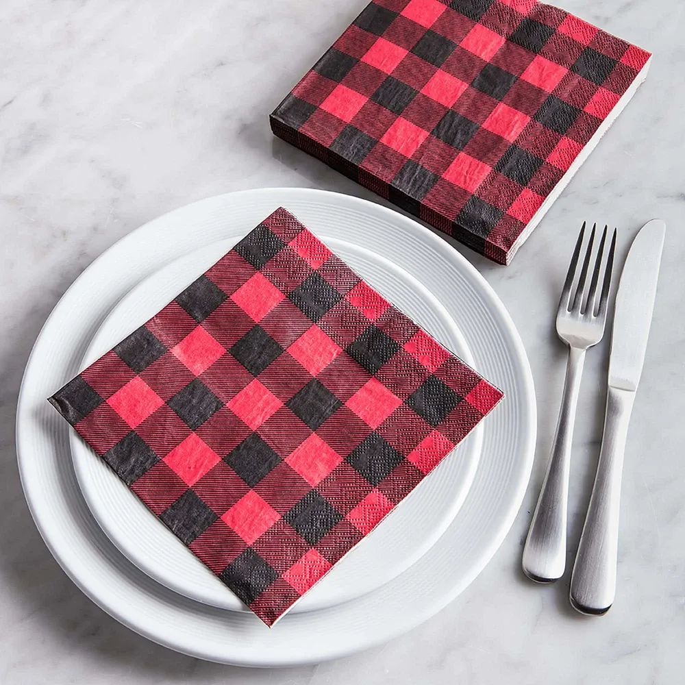 Harman Christmas 3-Ply 'Buffalo Check' Paper Napkin | Niagara Pen Centre