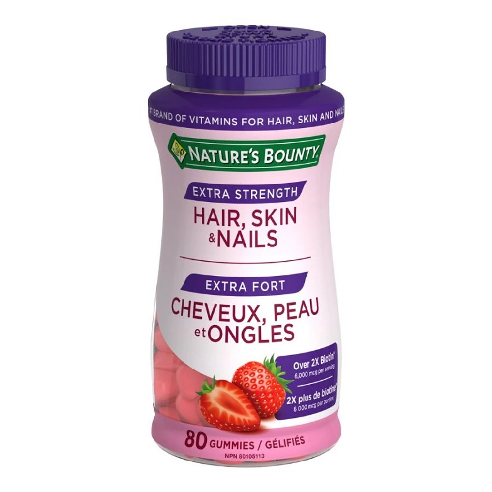 Nature's Bounty Hair, Skin & Nails Extra Strength Multivitamin Gummies ...
