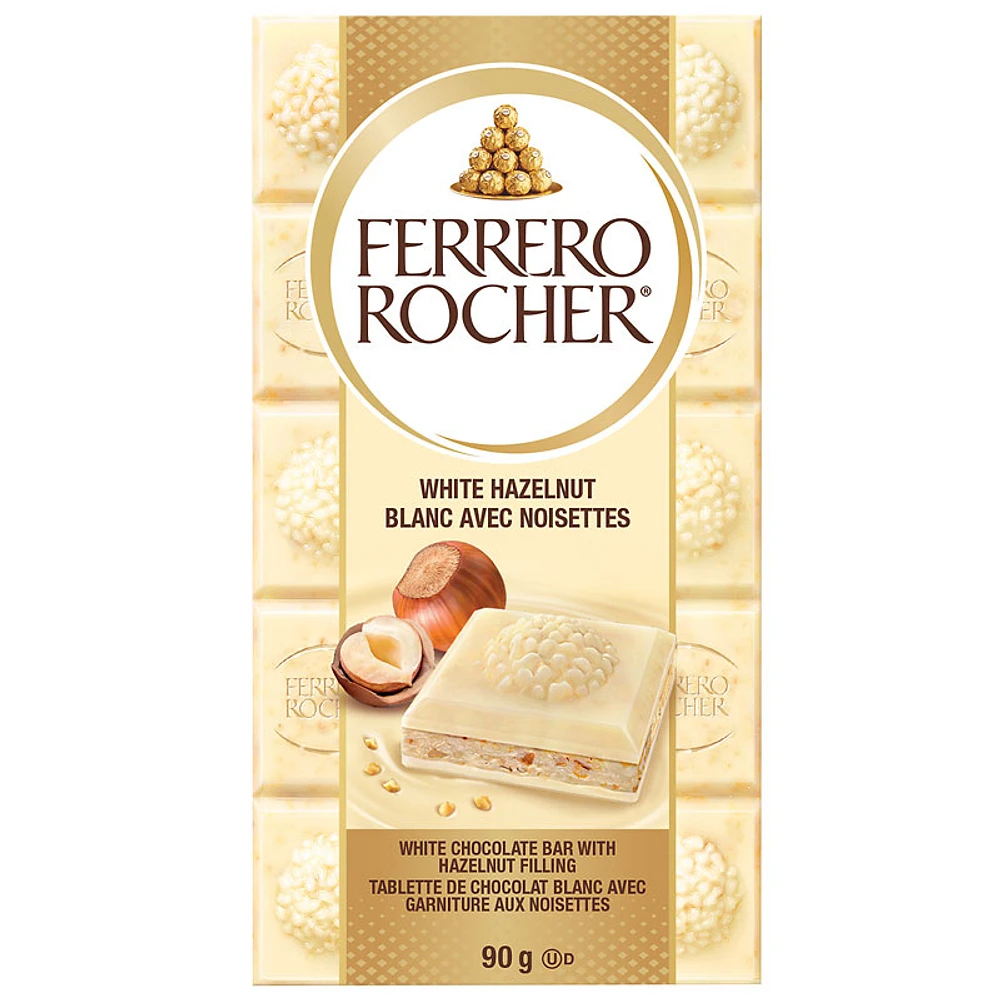 Ferrero Rocher Premium White Chocolate Bar - Hazelnut Bar - 90g ...