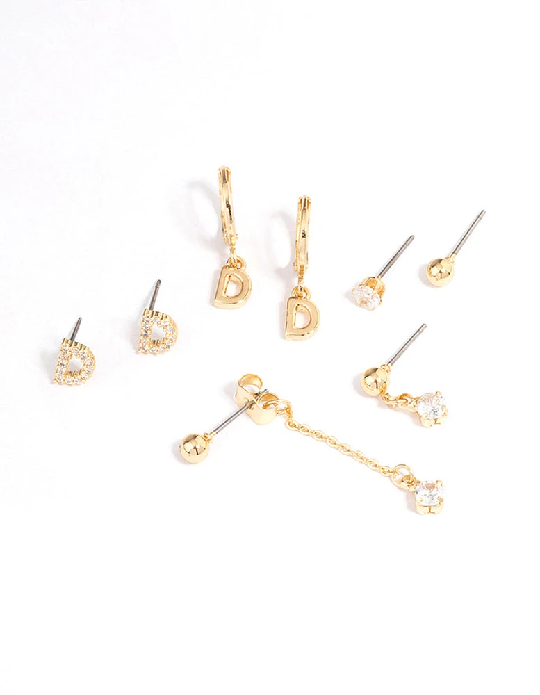N72E Letter 'D' Gold Plated Initial Ear Stackers | Hamilton Place