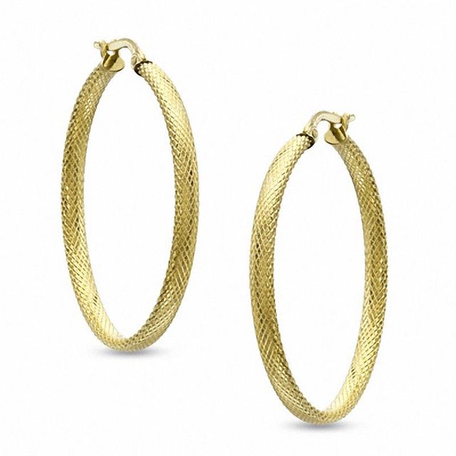 Peoples 30mm Mesh Hoop Earrings in 10K Gold|Peoples Jewellers ...