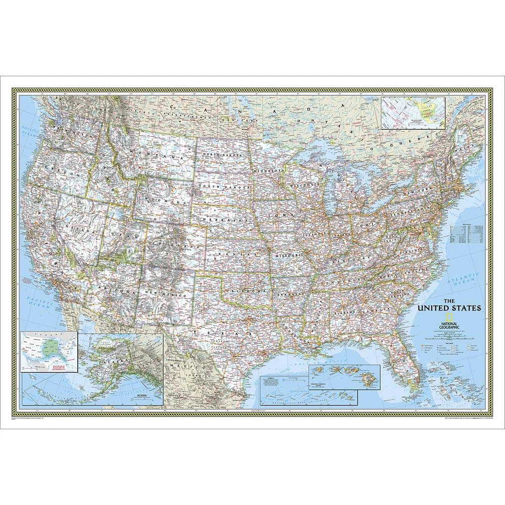 National Geographic Maps Wall Map: United States Classic, Tubed ...