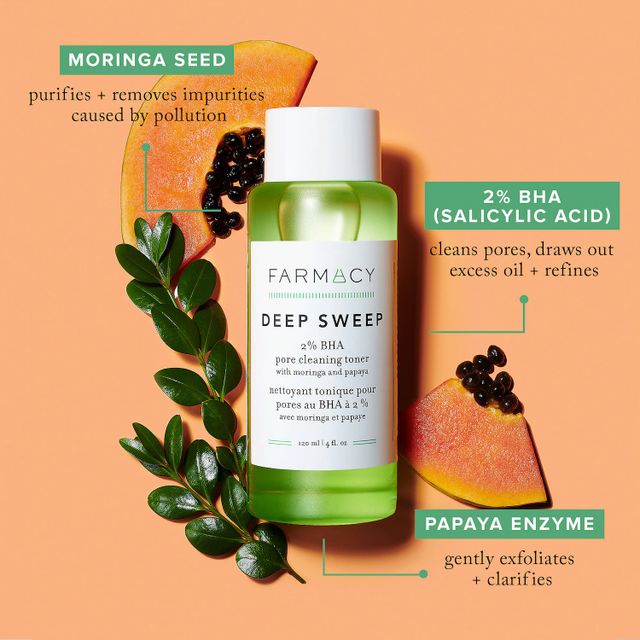 Farmacy Deep Sweep 2% BHA Pore Cleaning Toner with Moringa + Papaya ...