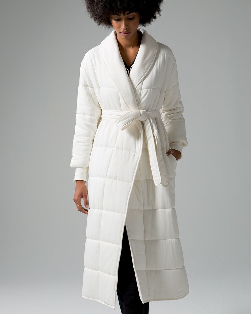 Soma Long Puffer Robe, White/Ivory | Hamilton Place
