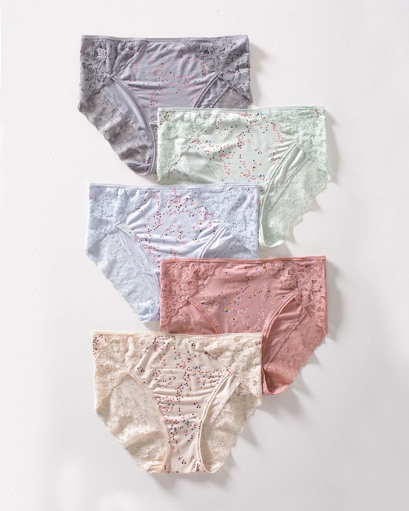 Soma Embraceable Signature Lace High-Leg Brief 5 Pack, MISTED DOT MULTI ...
