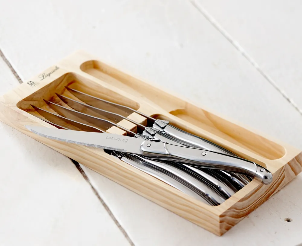 Stokes Laguiole Steak Knives, Silver, 6-Pc | Pine Centre