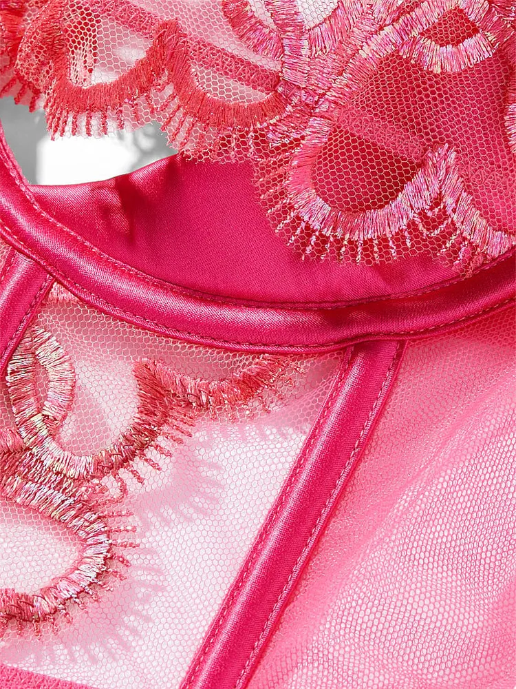 VS Wicked Shimmer Heart Embroidery Open-Cup Corset Top | Hamilton Place