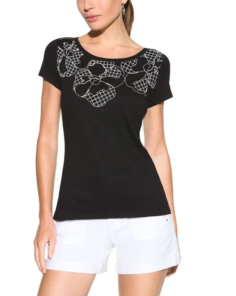 White House Black Market Outlet WHBM Embroidered Boatneck Tee | Mall of ...