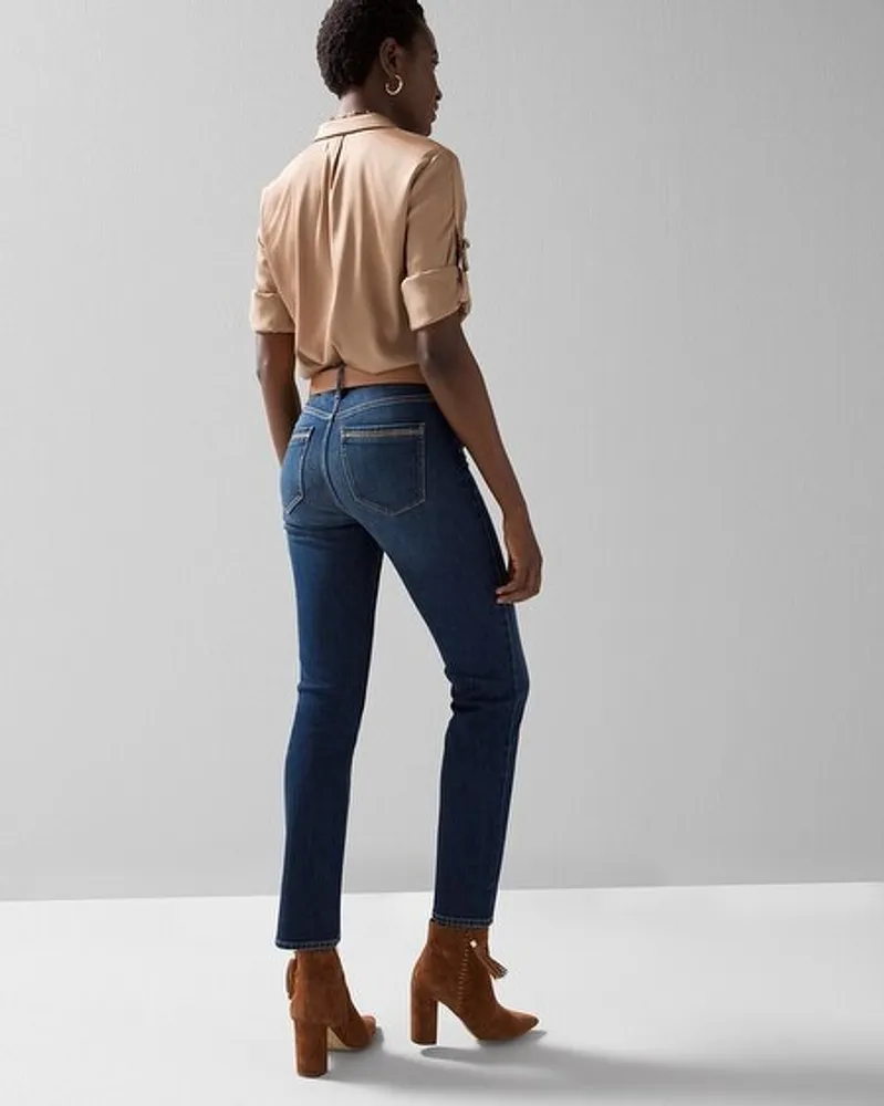 White House Black Market High-Rise Everyday Soft Denim™ Piped Straight ...