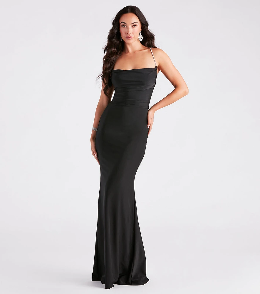 Windsor Marisol Formal Rhinestone Lace-Up Mermaid Dress | Hamilton Place