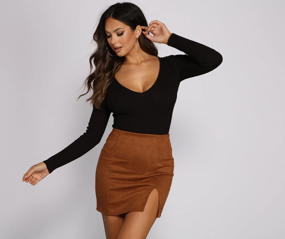 Windsor Layer Up Basic Ribbed Knit Bodysuit | Hamilton Place
