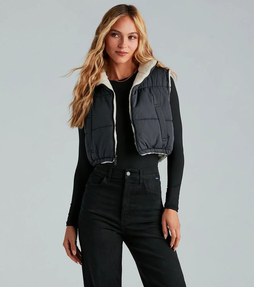 Windsor Major Trend Reversible Faux Sherpa Puffer Vest | Hamilton Place
